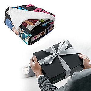 Custom Blanket with Photos Blankets 60'' x 80'' Personalized Picture Collage Name Text Bedding Blanket Birthday Christmas Halloween Valentines Gifts for Adults Kids Mom Family Couples Father