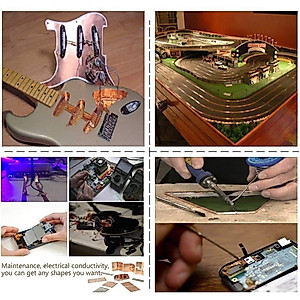 AIYUNNI Copper Foil Tape (1/2-inch x 33 FT) with Double-Sided Conductive Adhesive for Guitar & EMI Shielding,Stained Glass Making,Electrical Repairs,Paper Circuits,Soldering,Grounding,DIY Copper Tape