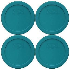 Pyrex 7201-PC 4-Cup Turquoise Plastic Replacement Food Storage Lid, Made in USA - 4 Pack