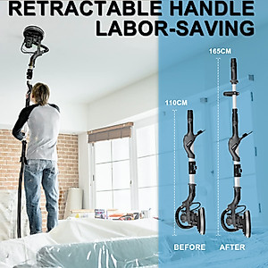 Drywall Sander, IMQUALI Electric Drywall Sander 1050W 8.5A Variable Speed 600-2600RPM Foldable Wall Sander with Vacuum, LED Light, Extendable Handle, Dust Bag and Hose, 12 Sanding Discs, IMQ-919