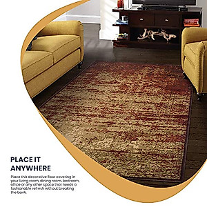 BNM Small Indoor Area Rug, Perfect for Living Room, Entryway, Basement, Bedroom, Kitchen, Office, Modern Floor Cover, Jute Backing, Acid Wash Abstract Indoor Area Rug, 4' x 6', Auburn