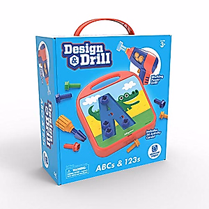 Educational Insights Design & Drill ABCs & 123s, 90 Pieces with Electric Drill Toy, Preschool Kindergarten Classroom Essentials, Ages 3+