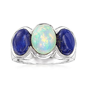 Ross-Simons Ethiopian Opal and Lapis Ring in Sterling Silver. Size 7