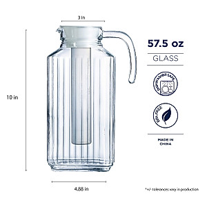 Luminarc Quadro 57.25-Ounce Jug/Pitcher with White Lid