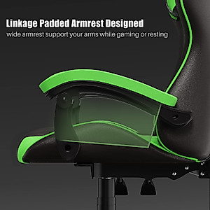 Bigzzia Gaming Chair, Ergonomic Video Game Chairs with Pillow and Lumbar Support, Racing Style Height Adjustable Computer Chair with 360°-Swivel Seat for Adults