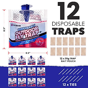 Fly Traps Outdoor Fly Traps. 12 Natural Pre-Baited Fly Bags Outdoor Disposable. Fly Trap Bag Fly Catchers Outdoors. Stable Ranch Fly Trap. Disposable Fly Traps Outdoor Hanging Fly Killer