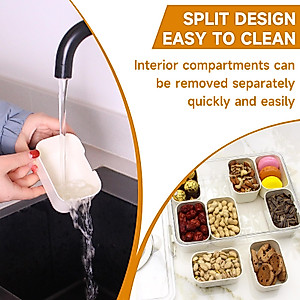 Yuroochii Divided Serving Tray with Handle - Lid & Removable Snack Box 8 Compartment Fruit Container Food Storage Snackle Lunch Organizer Fridge Platter Charcuterie Holder for Travel Candy Party Salad