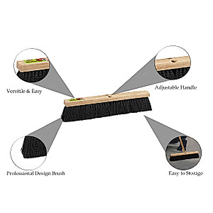Unvert Black Indoor Push Broom Head – Heavy Duty Hardwood Block – Polypropylene Bristles – Deck Scrub Brush – Two Threaded Handle Holes for Better Assist (12")