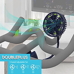 DoublePlus Fan for The OG Bike, Strong Clip Fan for The OG Bike & Bike+, USB Chargable Fan for The Bike, Portable Fan Adjustable 3 Speed, Accessories Compatible with The Bike