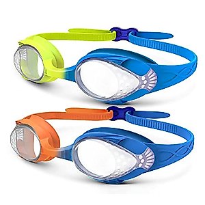 OutdoorMaster Kids Swim Goggles 2 Pack - Quick Adjustable Strap Swimming Goggles for Kids - F