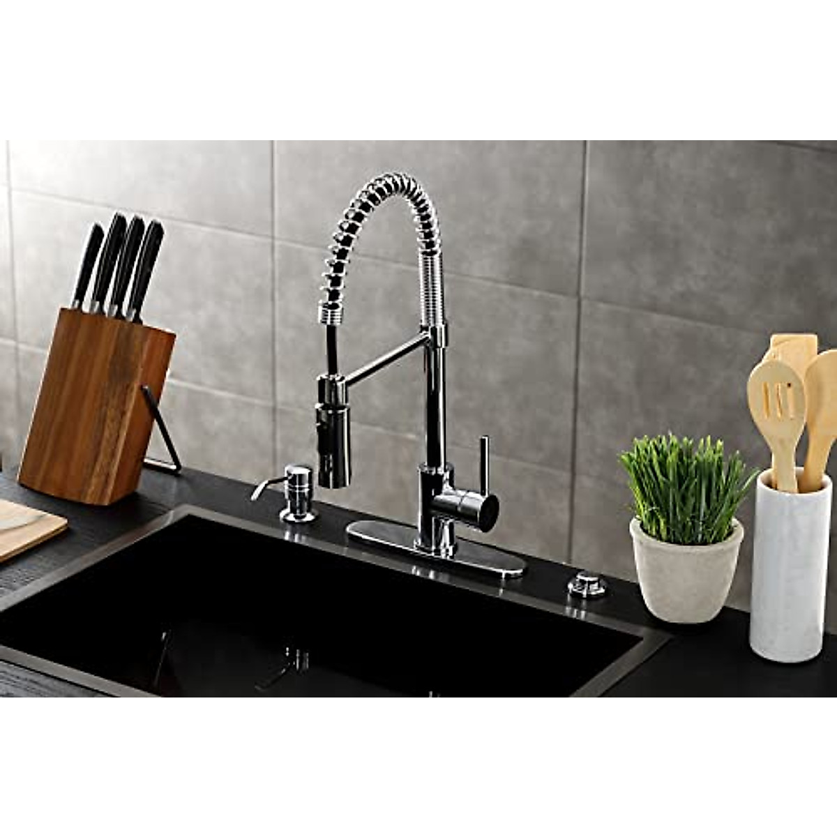 Kingston Brass LS8771DL Concord Pre-Rinse Kitchen Faucet, 8" in Spout Reach, Polished Chrome