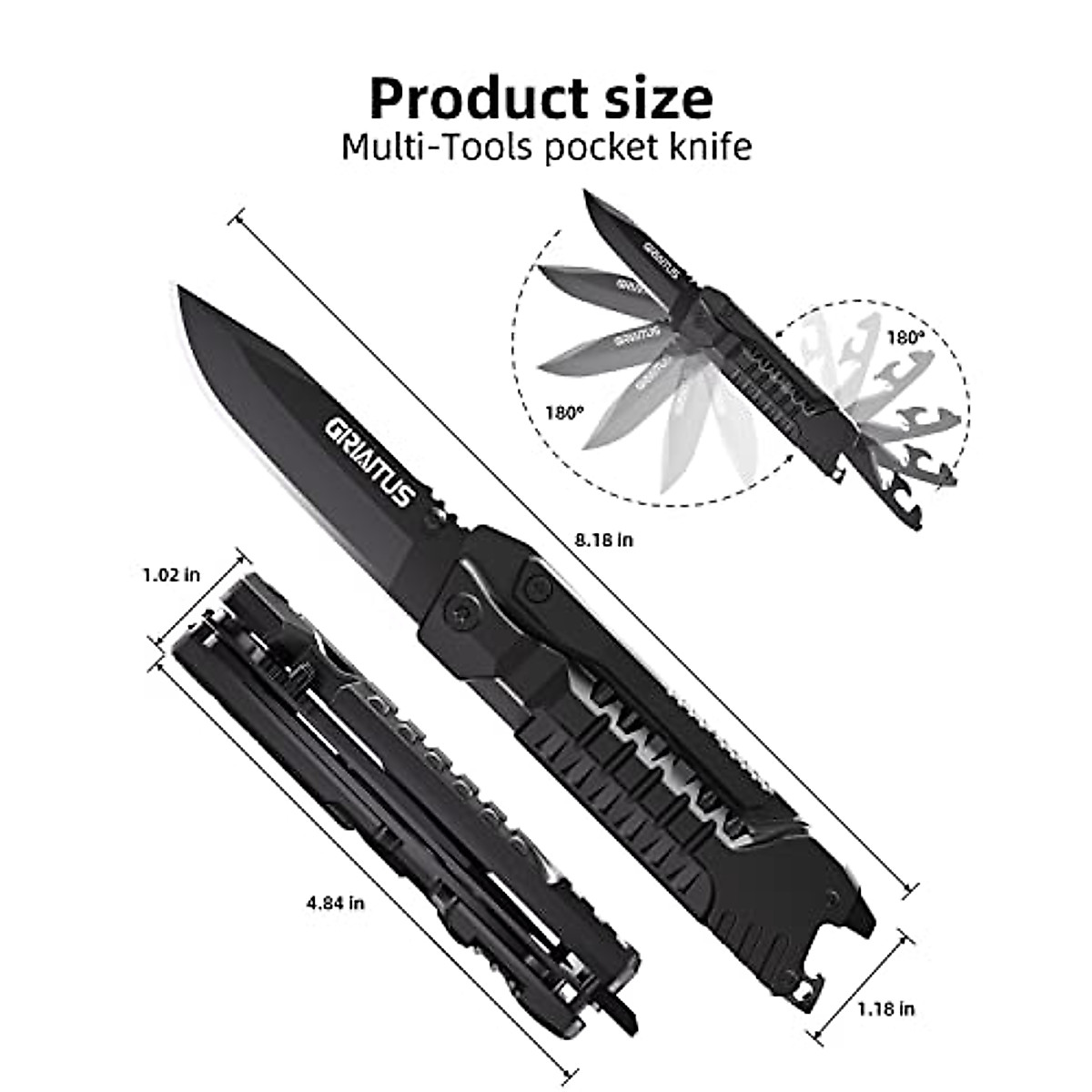 Multitool Knife 17 in 1Fire Starting Sticks, Bottle Opener, Saw Screwdrivers Bottle Opener, Whistle, Window Breaker and More -Perfect for Camping, Outdoorl, Survival and Everyday Use,Gifts for Men Dad