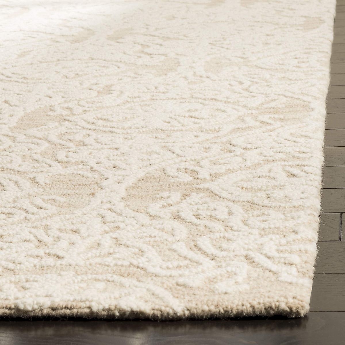 SAFAVIEH Blossom Collection 2' 3" x 12' Beige/Ivory BLM112B Handmade Premium Wool Entryway Foyer Living Room Kitchen Runner Rug
