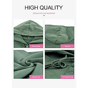Dokotoo Hoodies For Women Drawstring Long Sleeve Front Button Collar Hooded Pullovers with Pockets Winter Sweatshirt Loose Fit Casual Ladies Fall Shirt Tops X-Large Green