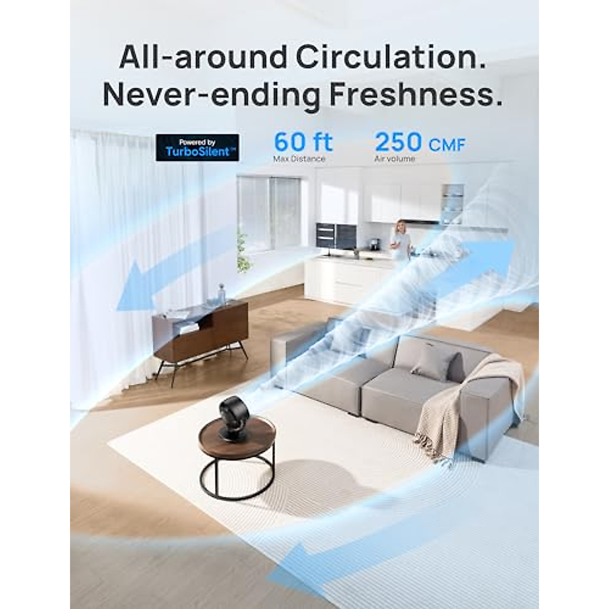 Dreo Fan for Bedroom, Desk Air Circulator Fan with Remote, 11 Inch Table Fans for Whole Room, 60ft Powerful Airflow, 120° Vertical Manual +90° Oscillating Fan, 4 Speeds, 8H Timer, Quiet Fan, Home