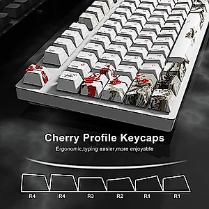 JSJT PBT Japanese Keycaps-Side Printed Keycap Set,Double Shot Shine Through Custom Keycaps,Plum Blossom Key Caps 135 Keys Cherry Profile Keycaps for Cherry MX Switchs Mechanical Keycboards