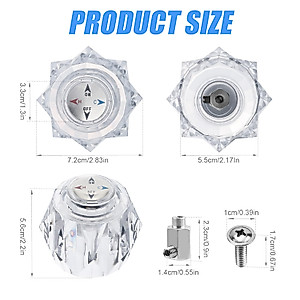 Shower Knob Replacement, Clear Hot and Cold Bathtub Faucet Handles with Button Bathroom Faucet Knobs Replacement Compatible with Delta Foundation/Peerless Classic