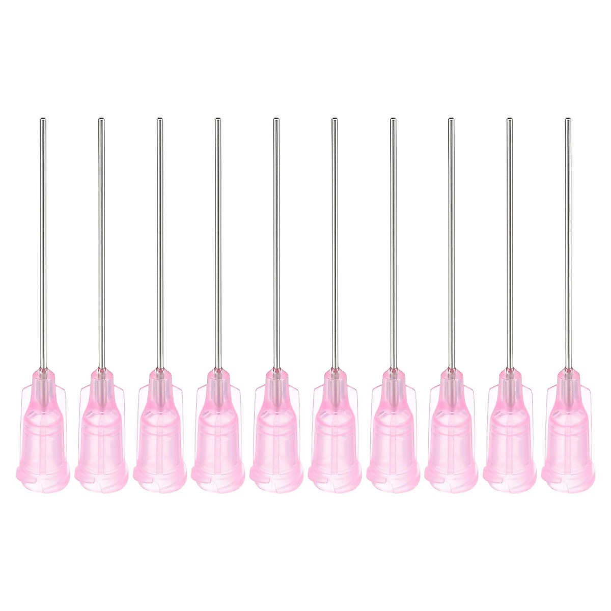 PATIKIL 20Ga x 1.5 Inch Dispensing Needle Tips, 50Pcs Stainless Steel and Plastic Glue Needle Tube Blunt Tips with Luer Lock for Glue Oil Applicator, Pink