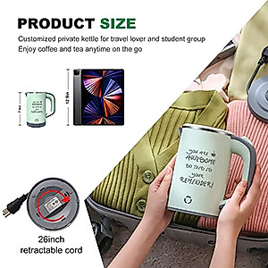 Small Electric Tea Kettle, 0.8L Portable Travel Hot Water Boiler Stainless Steel,Low Power Cordles Mini Electric Coffee Kettle Auto Shut-off,Gift For Camping, Travel, Office And Student Dormitory