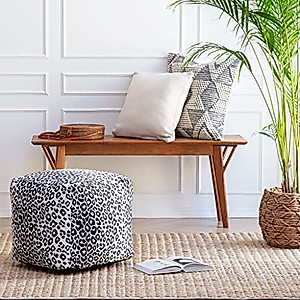 Anji Mountain 100% Handmade & Handcrafted Comfortable Home Décor Outdoor Pouf Ottoman Footrest for Living Room, Bedroom, Nursery, Kidsroom, Patio Furniture - (18" x 18" x 18"- Gray)