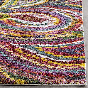 SAFAVIEH Fiesta Shag Collection 2'3" x 6' Multi FSG383M Modern Floral Non-Shedding Living Room Bedroom Dining Room Entryway Kids Runner Rug