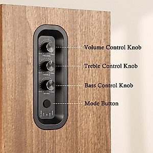 1 by ONE Bluetooth Bookshelf Speakers, Active 2 Way Speakers with 60 Watts RMS, 100 Watts Peak Power, Turntable Speakers with RCA x 2/Bluetooth/Coaxial/Optical