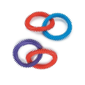 MPP Rubber Nub Dog Toy Satisfying Dental Chew Toss and Play Tug Tough Double Rings (Red - Blue)