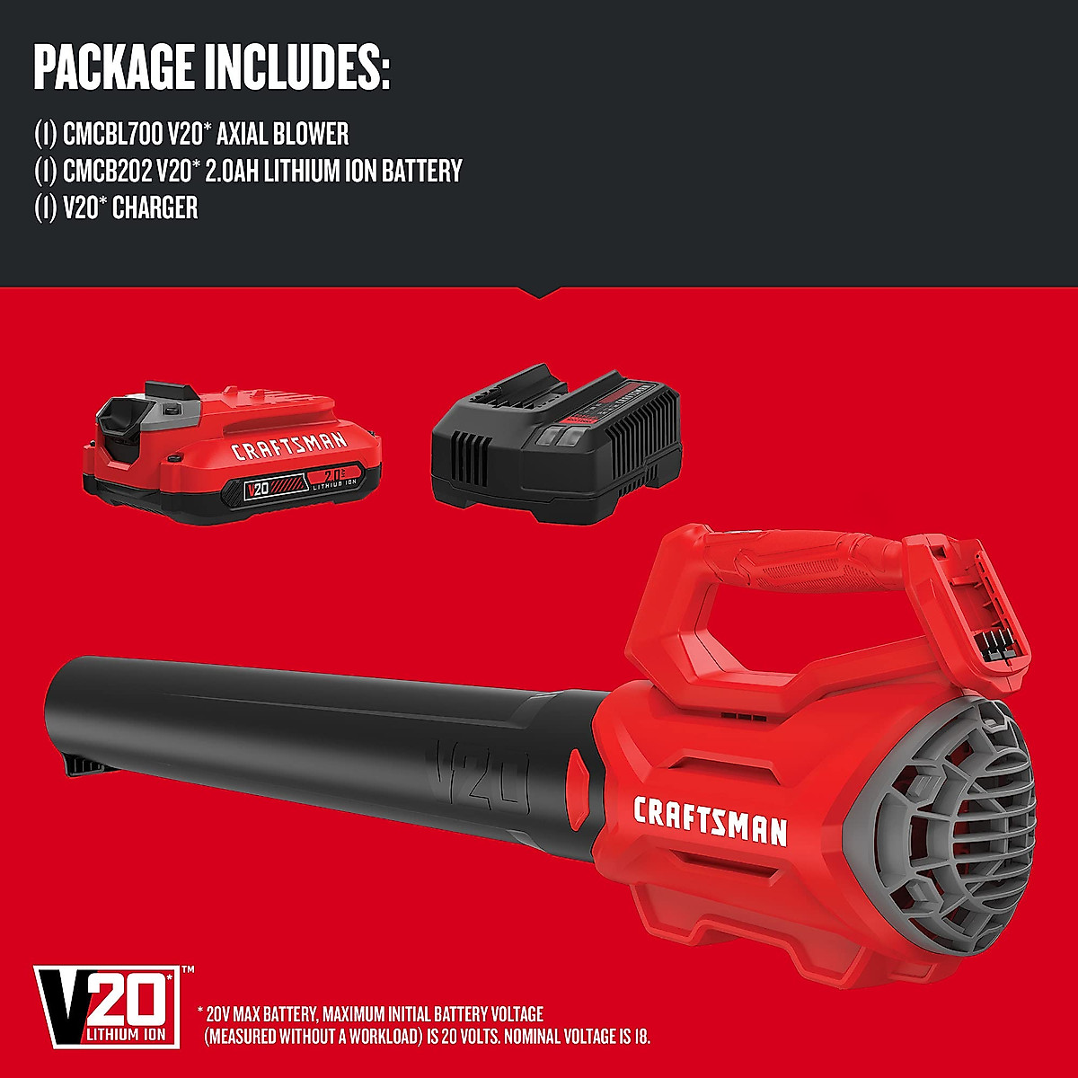 CRAFTSMAN 20V MAX* Axial Leaf Blower Kit (CMCBL700D1)