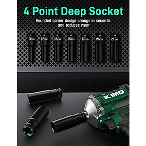 KIMO Impact Wrench 1/2 Inch with 814N.M/600ft-lbs Max Torque, 3 Mode Setting, 2 x 3000mAh Batteries, 3000 RPM, 1 Hour Fast Charger, 1/2 Impact Gun with Variable Speeds, 20V Impact Driver for Car Home