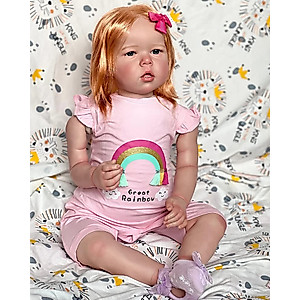 Pinky Reborn Silicone Reborn Toddler Dolls 28 inch 70 cm Girl Real Looking Dolls with Filling PP Cotton Bebes Soft Touch Cuddly Baby Collectible Art Doll with Pacifier for Age 3+