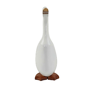 Bare Decor Albert The Duck, Hand Carved and Painted White, Bamboo Root Figurine, 15"