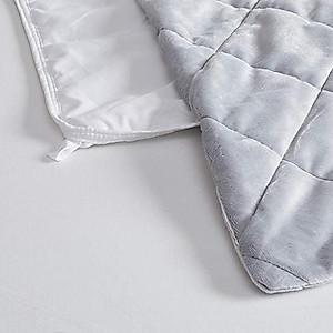 Beautyrest Luxury Quilted Weighted Blanket Ultra Soft Warm Mink with Glass Beads Filling and Zipper Cover Relaxing Pressure Relieving, 60X70-12Lbs, Grey