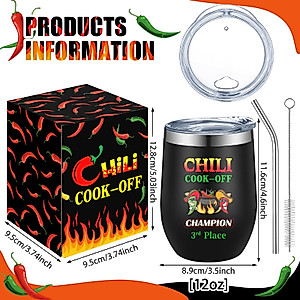 Didaey 3 Pcs Chili Cook off Prizes 1st 2nd 3rd Place Trophies Cups 12 oz Stainless Steel Insulated Tumbler with Lids Straws Brush and Gift Boxes for Chili Cook Off Events Christmas Cook Lovers Gift