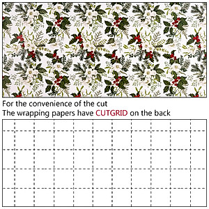 Merture Christmas Wrapping Paper Roll - 17 In X 32.8 Ft (46.5 sq.ft.ttl.) Elegant Christmas Gift Wrap with Watercolor Berry & Bloom Design for Christmas, Birthday, Valentines Day