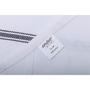 AMOUR INFINI Cotton Herringbone Weave White Dish Towels Set of 12 Highly Absorbent, Super Soft Easter Kitchen Towels with Hanging Loops Extra Large Quick Dry Tea Towels (28x16 Inch - Charcoal)