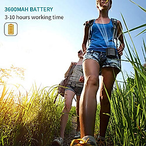 xasla Personal Waist Clip on Fan, 4700rpm, 15 Hours, Portable Rechargeable Battery Operated hands free Neck Fan for Workers, Hiking, Outdoor Cooler, 3 Speed, 3600mAh