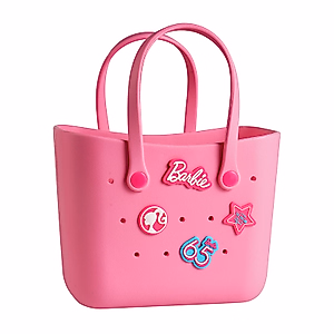 MINISO Barbie Lunch Bag For Women Lunch Tote Bag Cute Crocs Design Durable Lunch Bags For Girls Suitable Size Pink With Handle Cute Bento Bags Barbie Daylight Shiny Series