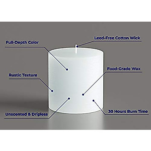 Set of 3 Pillar Candles 3" x 3" Unscented Handpoured Weddings, Home Decoration, Restaurants, Spa, Church Smokeless Cotton Wick - White