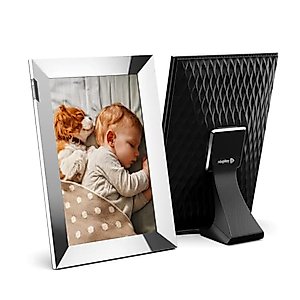 Nixplay 10.1 inch Touch Screen Digital Picture Frame with WiFi (W10K) - Polished Steel - Unlimited Cloud Photo Storage - Share Photos and Videos Instantly via Email or App - Preload Content