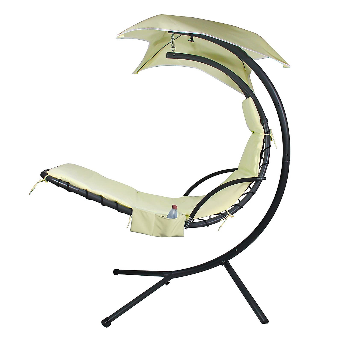 MICTONY Outdoor Hanging Lounge Chair Replacement Cushion Cover and Umbrella Fabric, Made for Patio Curved Chaise Hammock Floating Swing Chair Pads, Waterproof Soft Fabric, White or Canary Yellow