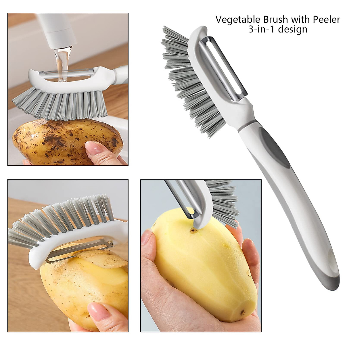 Openfly Flexible Vegetable Brush Fruit and Vegetable Brushes, Vegetable/Fruit Peeler with Brush Bendable Fruit Brush Scrubber for Food Veggies Carrot Potato Corn, 5 Pcs