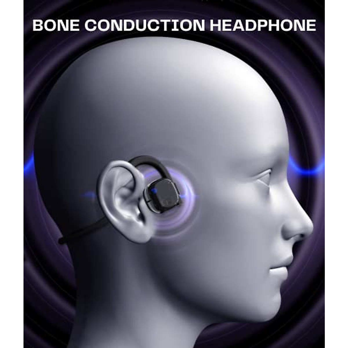 bingozones Bone Conduction Headphones Bluetooth Open Ear Headphones Wireless Bluetooth Bone Conducting Earbuds with Build in Mic Wireless Headset for Running, Cycling, Driving, Sports and Fitness