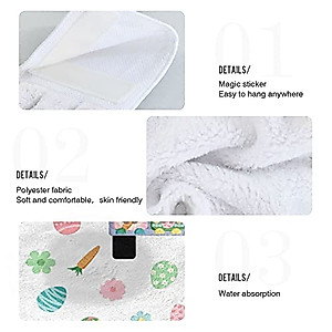 Easter Truck Eggs Bunny Carrots Kitchen Hanging Towels Bathroom Hand Bath Towel Set 2 Pcs Dish Cloths 14 x 18 in Tea Bar Tie Dry Towels Soft Absorbent Durable for Laundry Room Decor