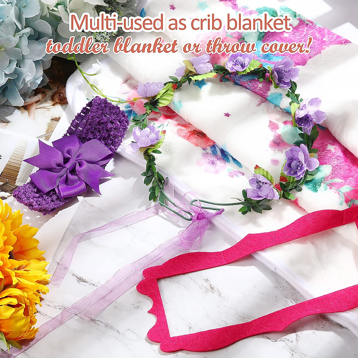 Tatuo Baby Monthly Milestone Blanket Baby Photo Blanket for Newborn Baby Shower Weekly and Monthly Blanket for Baby Pictures Includes Headband Floral Wreath and Frame 40 x 30 Inches