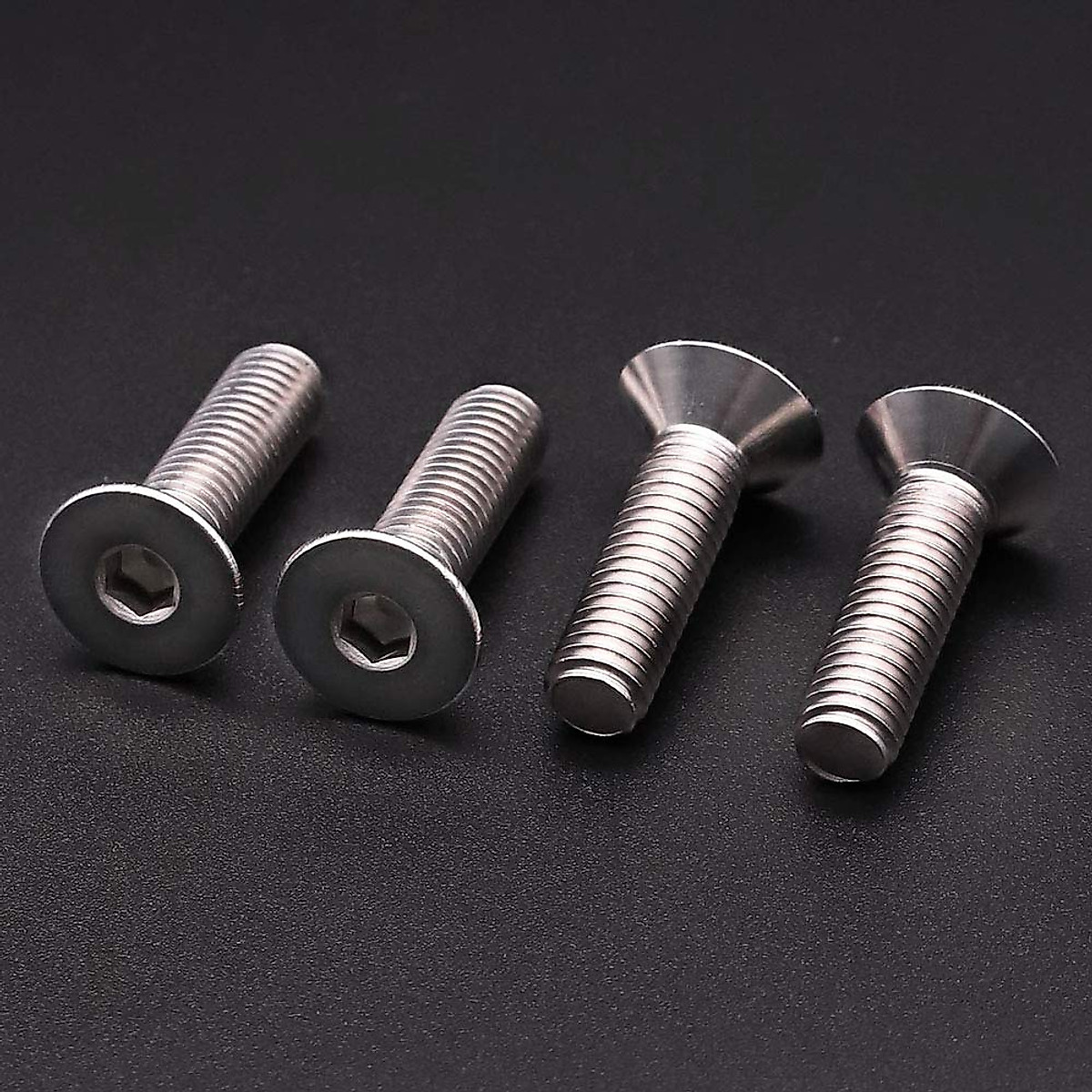 #10-24 x 3/4 inch Flat Head Socket Cap Screws 50 PCS, Countersunk Head, Allen Hex Drive, 304 Stainless Steel 18-8, Full Machine Thread, Bright Finish