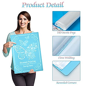 ZYNERY 2 Pack A3 Diamond Painting Storage Book, 60 Pages Art Portfolio Diamond Art Storage Large Art Folder - Suitable for 12x16 inch Diamond Painting (Pink + Blue)