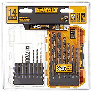 DEWALT Drill Bit Set, Black and Gold, 14-Piece (DWA1184)