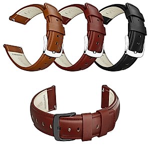 RBIPO 20mm Leather Watch Band Quick Release Strap for Men and Women, Compatible with Timex Fossil Samsung Seiko Citizen