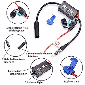 Mr.Ho Car Radio Antenna FM AM Signal Amplifier Booster 12V for Marine Car Boat Truck RV