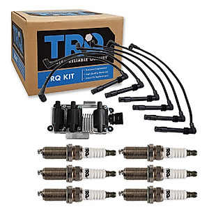TRQ Ignition Kit Ignition Coil Spark Plugs Spark Plugs Wire Set Compatible with 1998-2002 Volkswagen Passat
